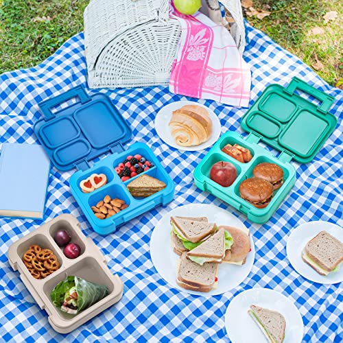 Sunhanny Bento Box Adult Lunch Box,1150ml/30oz Lunch Containers for Adults Men Women, Lunchable Containers 4 Compartments with Removable Divider and Sauce Jar, Microwavable, Dishwasher Safe, Blue