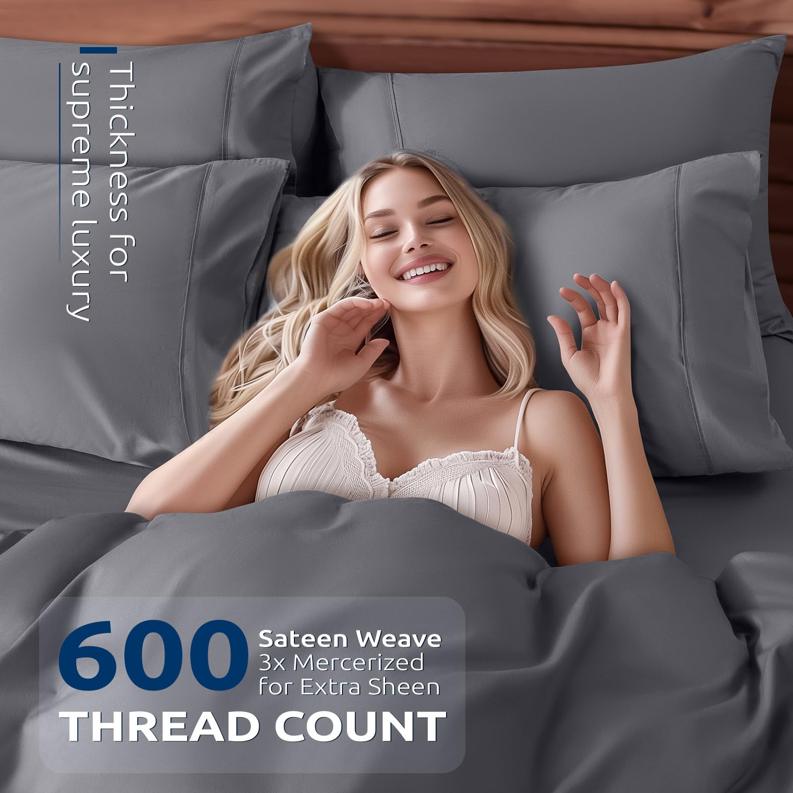 Shilucheng 100% Cotton Queen Size Duvet Covers Set - Luxury 600 Thread Count, Breathable, Cooling Egyptian Cotton Comforter Cover with Zipper Closure, Hotel Bedding Duvet Covers 3pc (White)