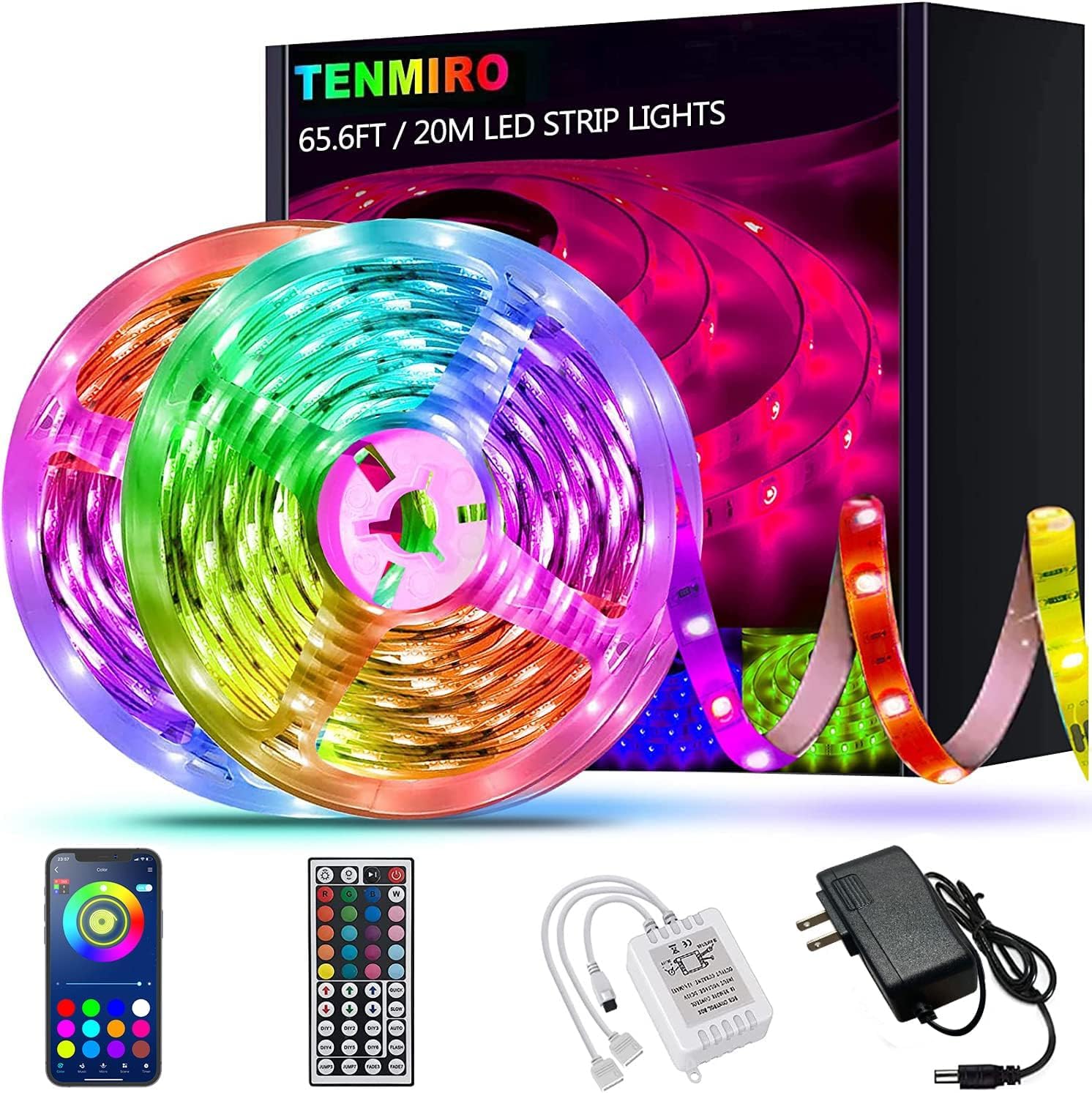 LED Strip Lights, Tenmiro Led Music Sync Color Changing Light with 40keys Music Remote Controller, Led Lights for Room, Bedroom, TV, Party