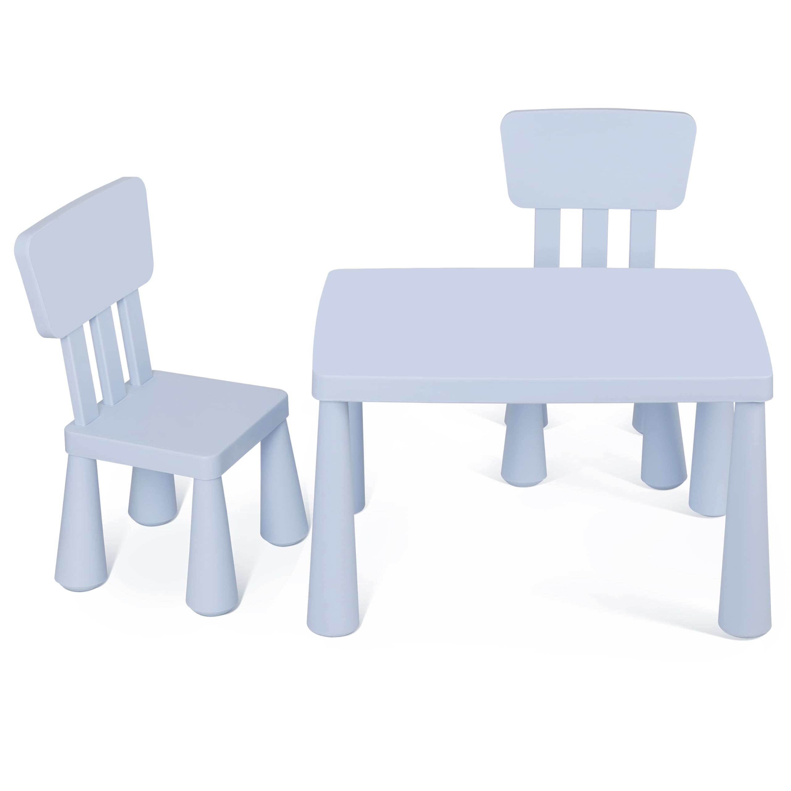 Saicool Kids' Table with 2 Chairs Set,3 Pieces Plastic Activity Table with Chair set for Toddlers, for Classroom or Home, Blue