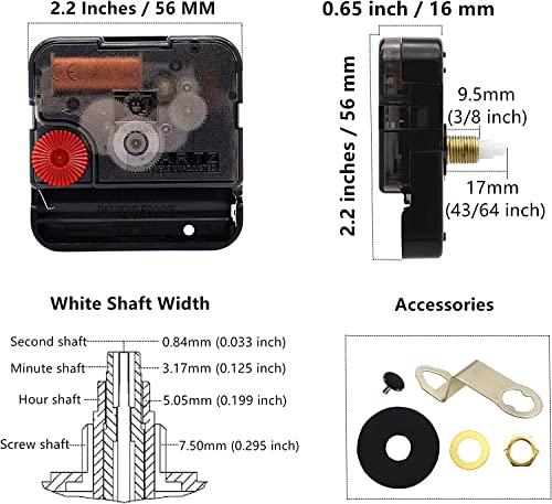 TIKROUND Youngtown 12888 Quartz DIY Wall Clock Movement Mechanism Repair Parts Replacement Kit Sweep Silent Movement,17 mm (43/64 inch) Shaft Length 9.5 mm (3/8 inch) Thread Length.