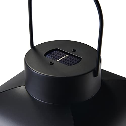 Outdoor Candle Lantern, Solar Powered - 15 Inch Tall, Black Metal, Open Frame (No Glass), Dusk to Dawn Timer, Decorative Large LED Lantern Lights for Front Porch, Garden or Patio Decor