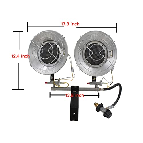 PRI Portable 30,000 BTU Outdoor Propane Tank Top Infrared Heater Double Burner Safety Shut-Off Valve & Tip-Over Switch (Propane Cylinder not Included) (TTH30)