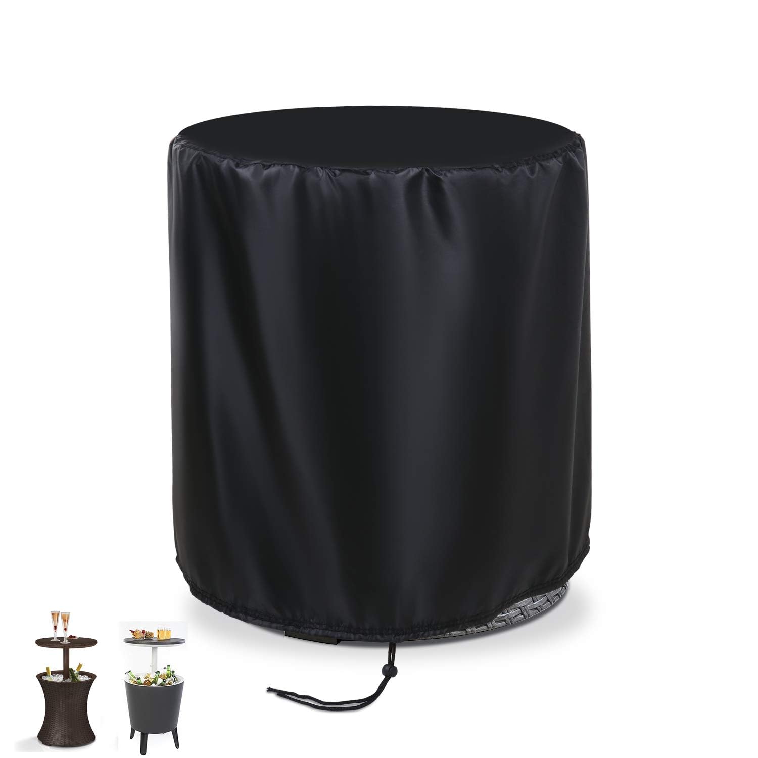 TheElves Patio Cooler Bar Table Cover Design for Veradek Outdoor Cooler Side Table, Outdoor Patio Round Beer Cooler Table Cover, Waterproof Barrel Cool Bar Table Cover, 18" D X 19" H，Black