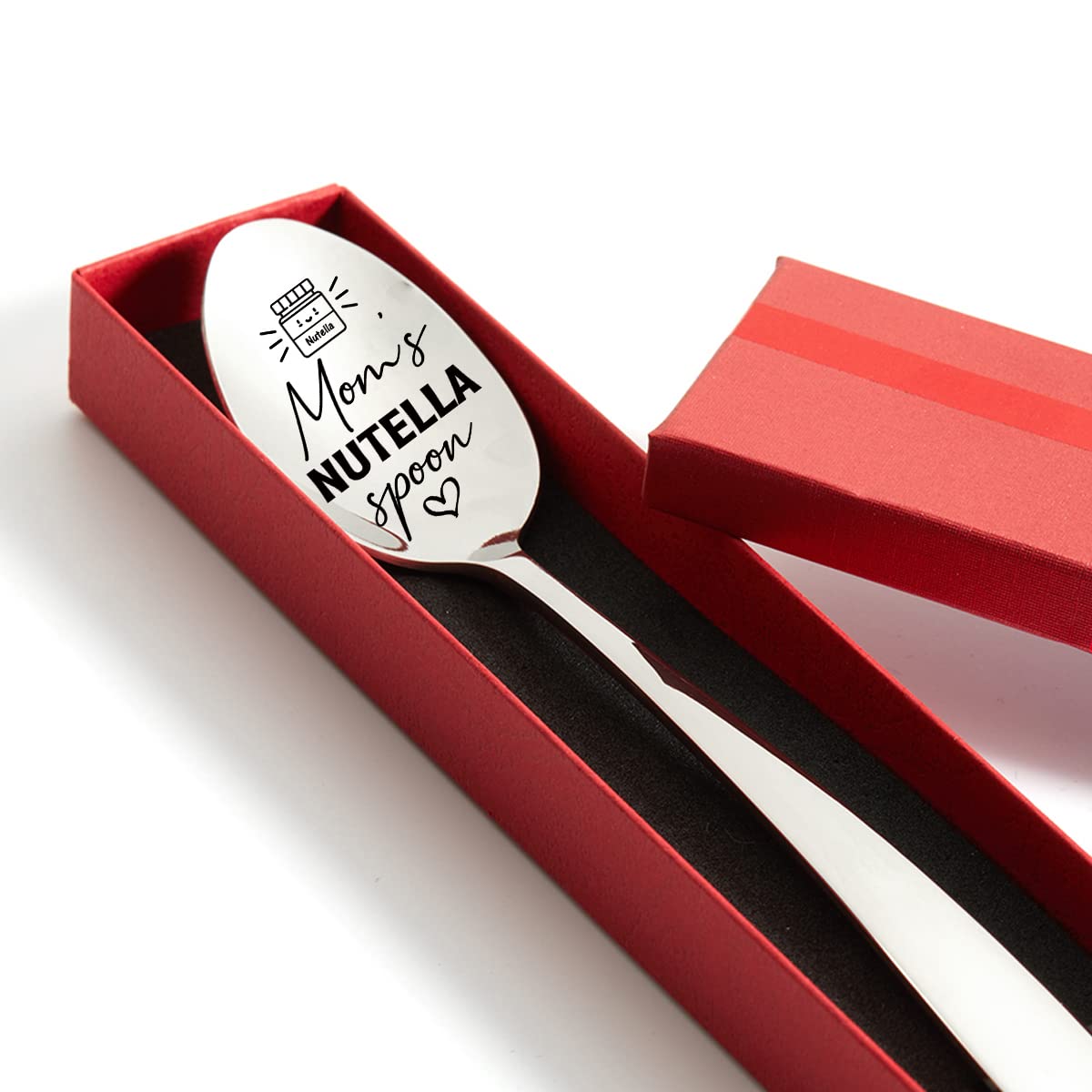 Mom's Nutella Engraved Spoon, Mom Nutella Lover Gifts Spoon Stainless Steel Gift for Mother's Day Birthday Christmas