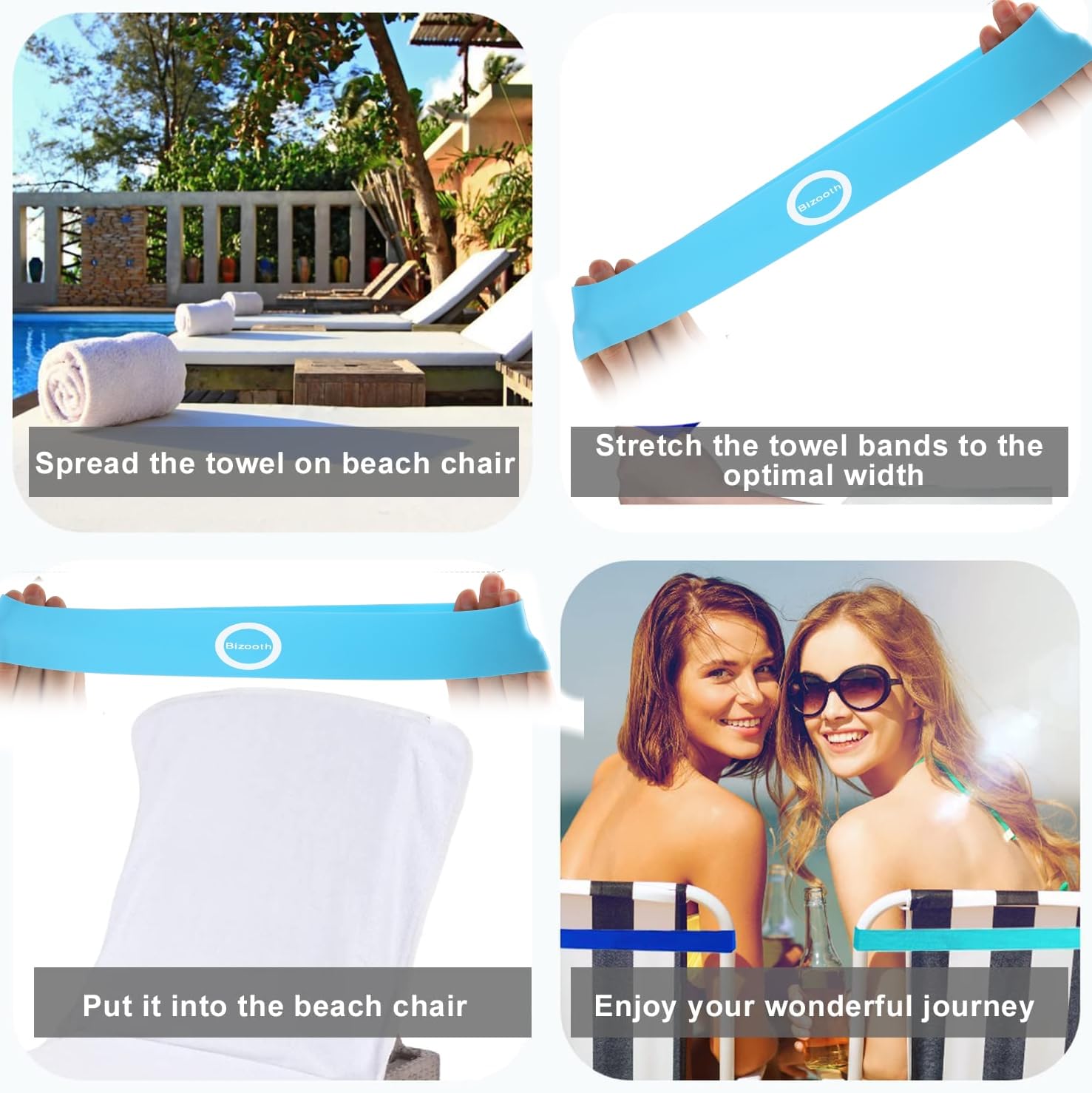 Towel Bands (6 Pack),for Pool & Cruise Chairs,Windproof Elastic Beach Towel Clips,Towel Holder for Cruise Chairs Accessories