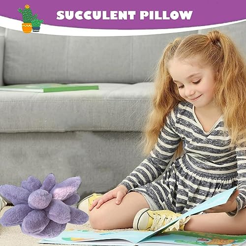 Succulent Pillow 17.7Inch Super Soft Imitation Rabbit Fur Succulent Plush Pillows Creative Plant Pillow Flower Shaped Decor Throw Pillow for Couch Sofa Bed Car Chair Cushion