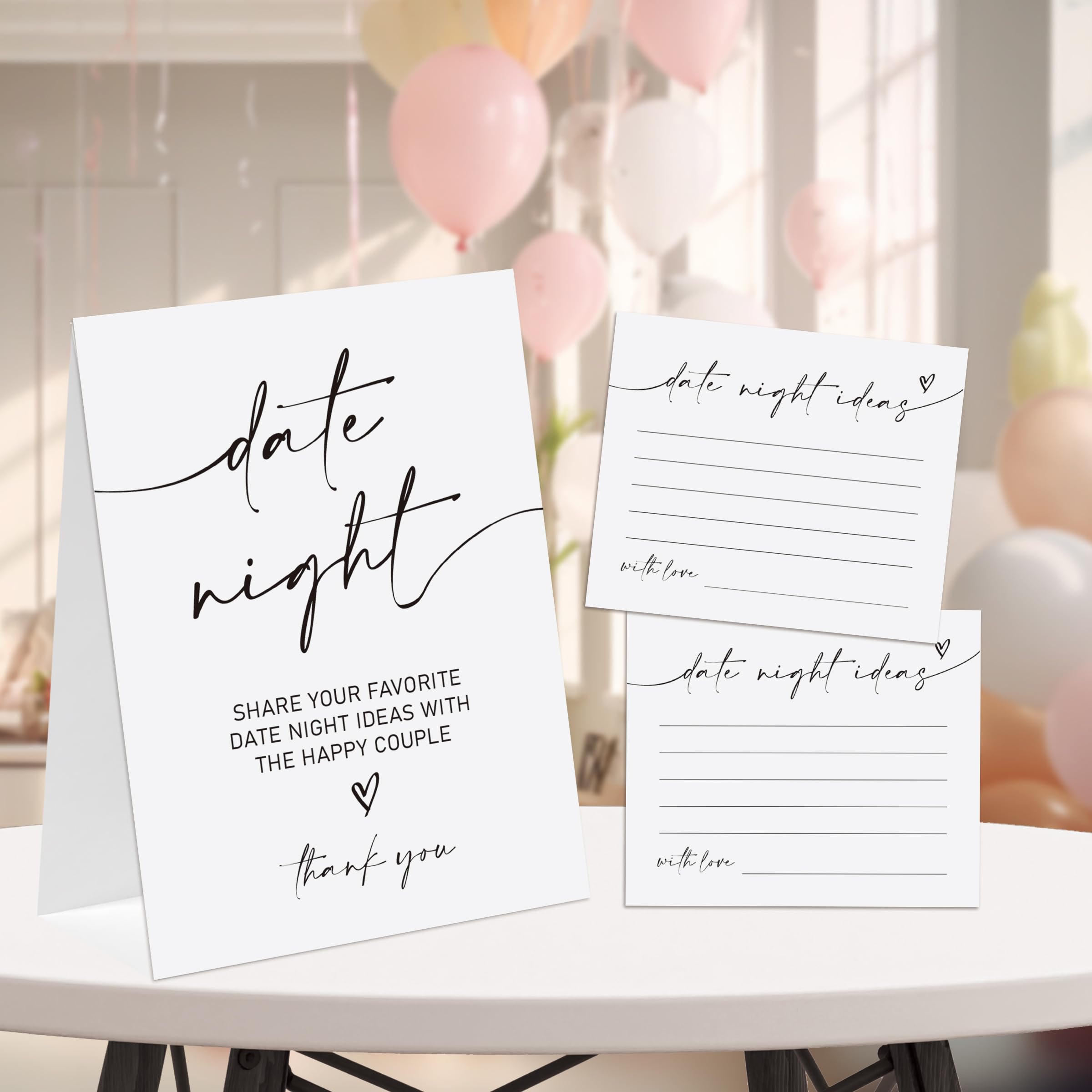 stizak Minimalist Theme Bridal Shower Decorations, Date Night Ideas, Bridal Shower Game, 1 Sign and 50 Cards, Modern Bridal Shower Shower, Wedding Shower Games(dn02)