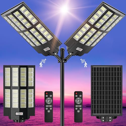 WYWNA 2PACKS 5200W Solar Street Lights Outdoor and 4PACKS Solar Lights Outdoor Waterproof