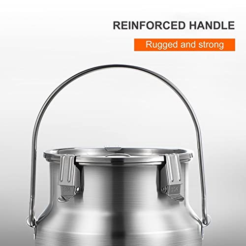 tea Stainless Steel Milk Can with Lid, Handle Tea Barrel Fermentation Tank Wine Barrel Sealed Barrel Oil Drum Storage Tank bucket (Color : With handle, Size : 10L)