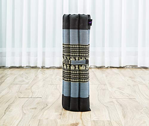 Leewadee Meditation Cushion Set β 1 Small Zafu Yoga Pillow and 1 Small Roll-Up Zabuton Mat Filled with Kapok, Blue