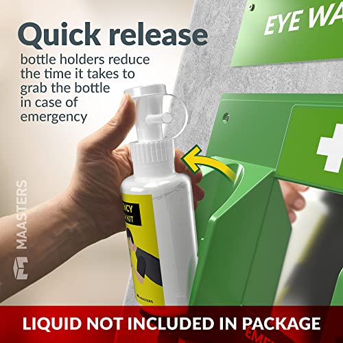 MAASTERS BPA Free Portable Eye Wash Station OSHA Approved - Wall-Mounted First Aid Eye Wash Kit w/Mirror & 2X 16oz Empty Bottles - No Eye Wash Solution Included - Emergency Eyewash - Set of 1
