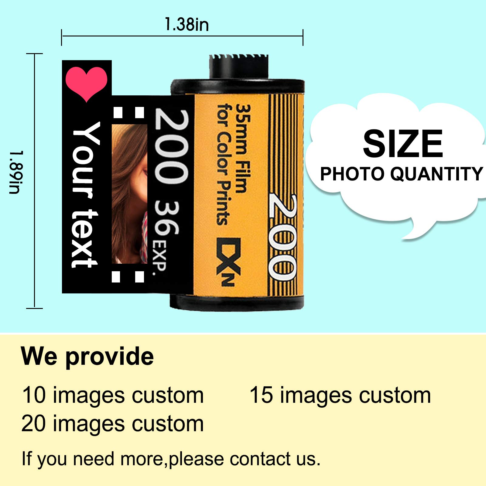 Personalized Custom Photo Picture Camera Film Roll Keychains with Photo Reel Album, Personalized Gifts with MultiPhoto