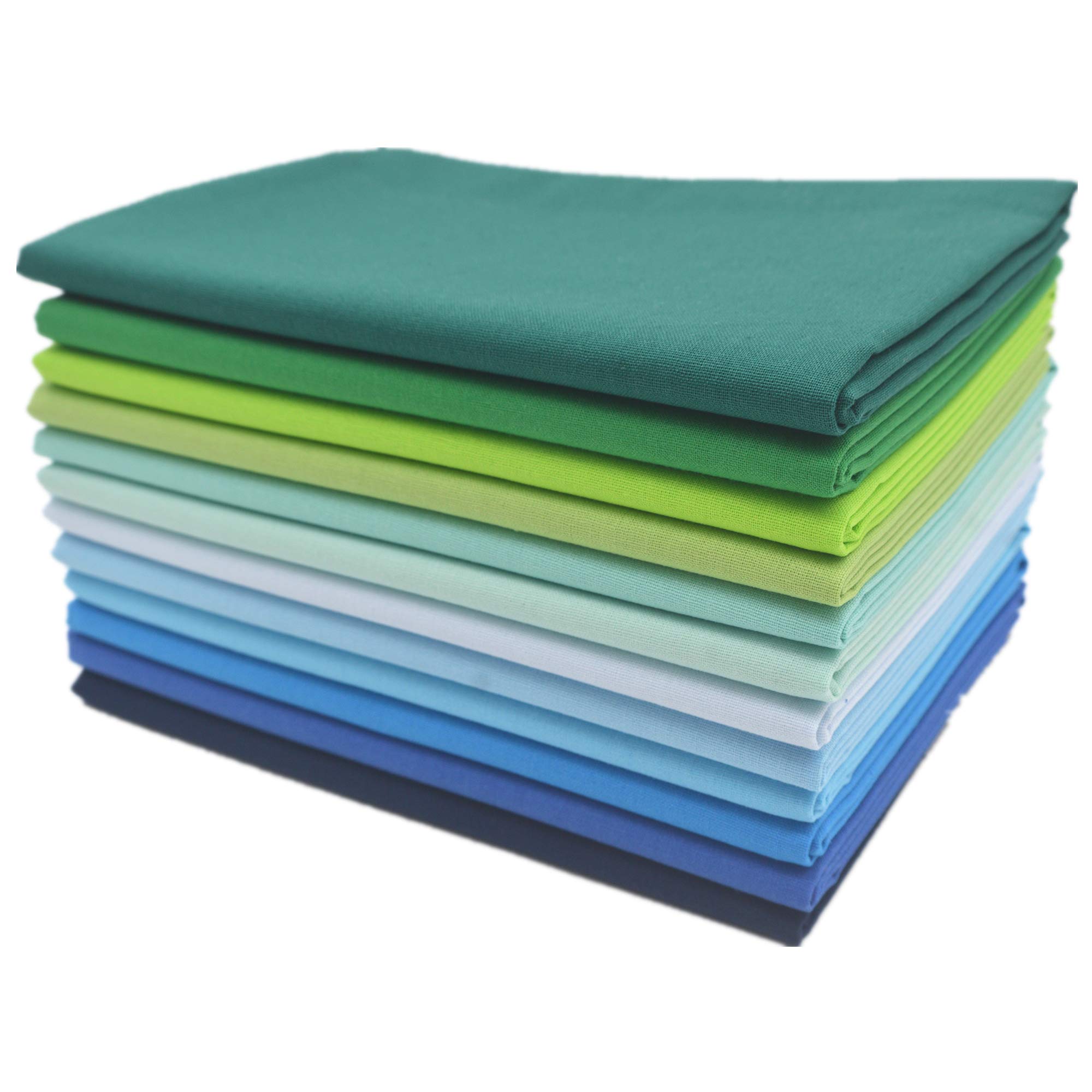 ibotti Fat Quarters Fabric Bundles Solid Colors, 12 Precut Cotton Fabric Quilting, 18 x 22 inch, (Lake Louise)