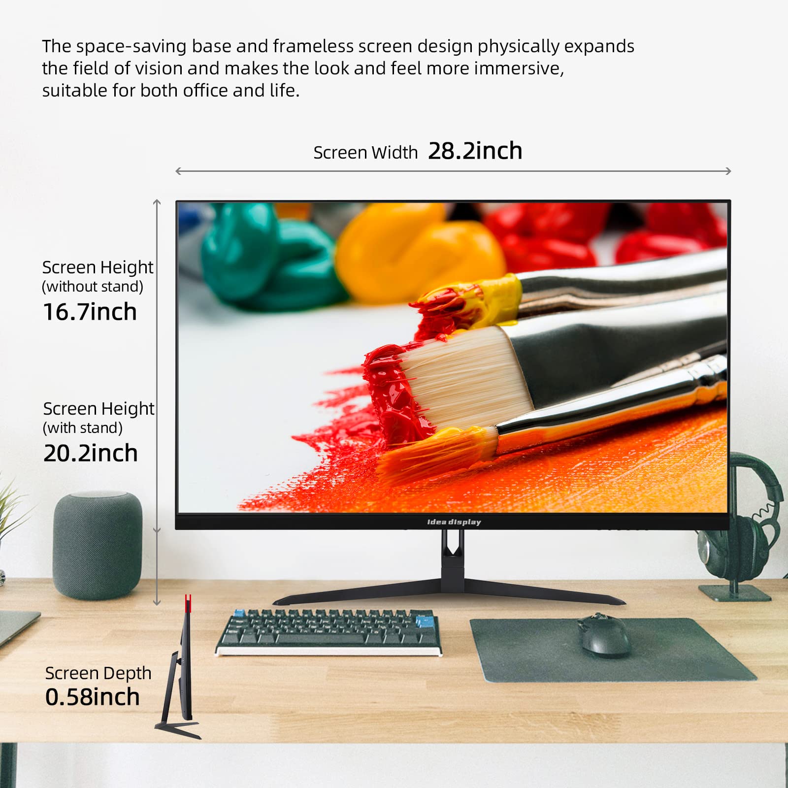 idea display Q32P 32" IPS 4K UHD Gaming Monitor, 3840x2160, 60Hz OD4ms, 100% sRGB, 1xHDMI,1xDisplayport, 2xUSB,Type-C, USB-B, Remote Control, Frameless FreeSync HDR, LED Backlight