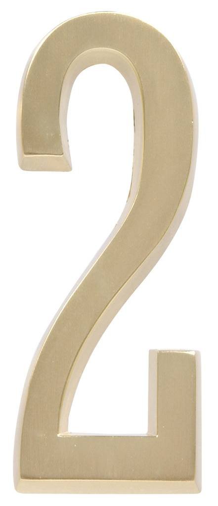 Hillman 843352 Distinctions Address Plaque Number 2 Two Self Adhesive Sign, Brushed Brass Metal, 4x3.5 Inches 1-Sign
