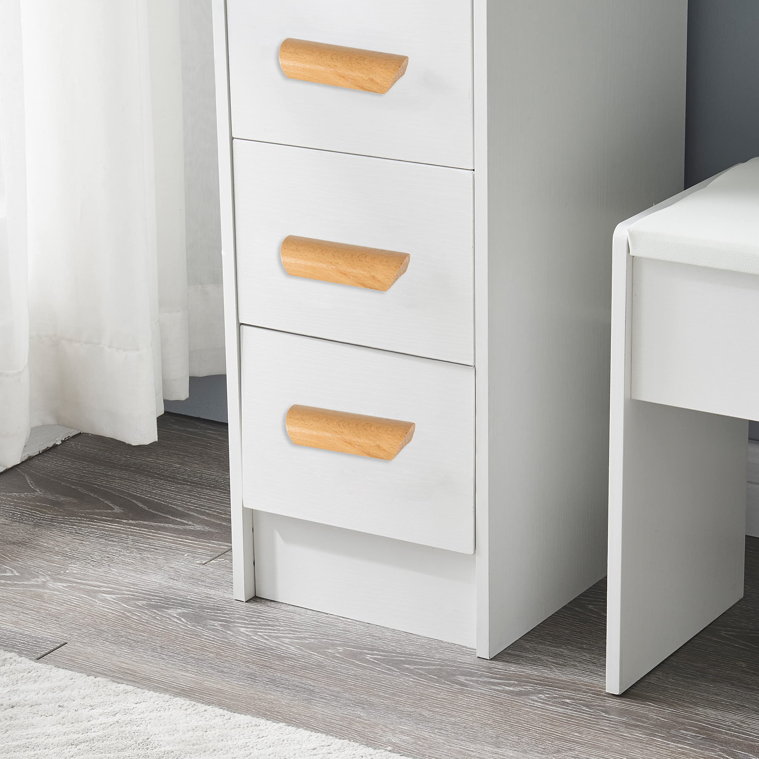 Jarbalai Modern Makeup Table Set with LED Lighted Sliding Mirror, White Vanity Dressing Table with Drawers & Cushion Stool, Large Vanity Set Dresser for Bedroom