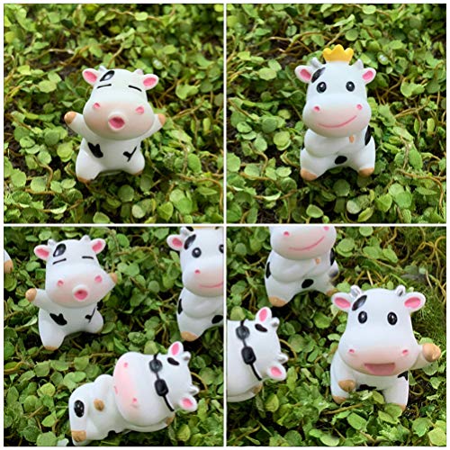 PRETYZOOM 10pcs Miniature Figurines Cow Cattle Year Ox Cow Cake Topper Fairy Garden Animals for Micro Landscape Plant Pots Bonsai Craft Decorations(Random Style)