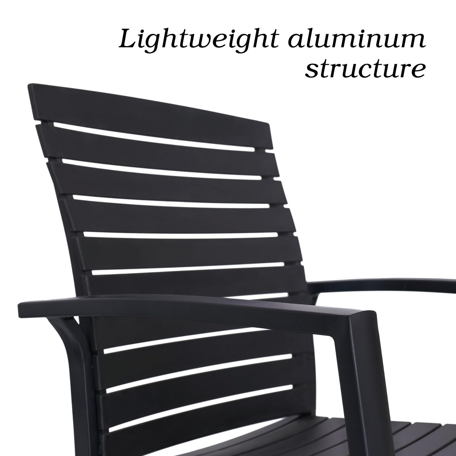 Virvla Set of 2 Patio Stackable Aluminum/Resin Outdoor Dining Chairs with Armrest for Outdoor Kitchen Garden, Backyard, Supports 300 LBS