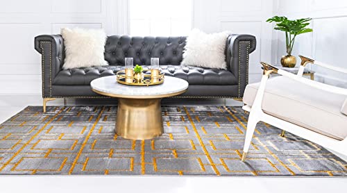 Rugs.com Marilyn Monroe™ Glam Trellis Collection Rug – 5' x 8' Gray Gold Medium Rug Perfect for Bedrooms, Dining Rooms, Living Rooms