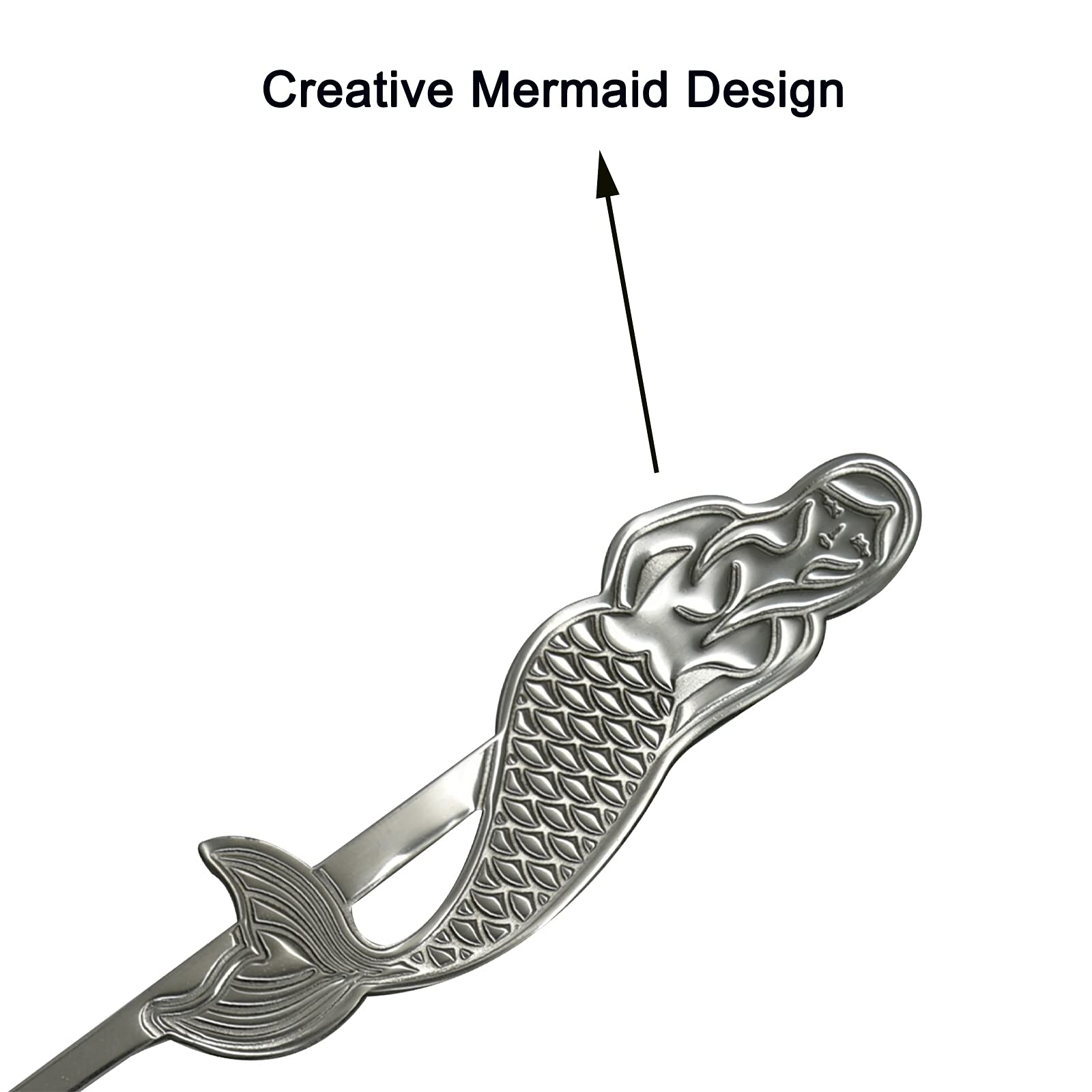 Maydahui 4PCS Mermaid Spoon 18/10(304)Stainless Steel Fish Coffee Milkshake Spoons Tableware Kitchen Tools Design for Dessert Drink Tea Ice Cream Soup