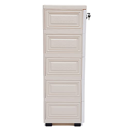 TouSuaRSi 5 Layers Plastic Storage Cabinet with Drawers & Lock, Cabinet Storage Closet Drawers Organizer for Clothes, Bedroom, 19.69 * 13.78 * 40.16in (6 Drawers, Pattern: Polar Bear)