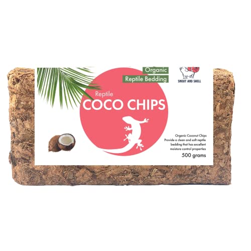 Snout and Shell Coco Chip Reptile & Amphibian Bedding 1.1 lb - Perfect for Snakes, Lizards & Tortoises Tunneling - 100% Organic Coconut Chip - 500 Grams