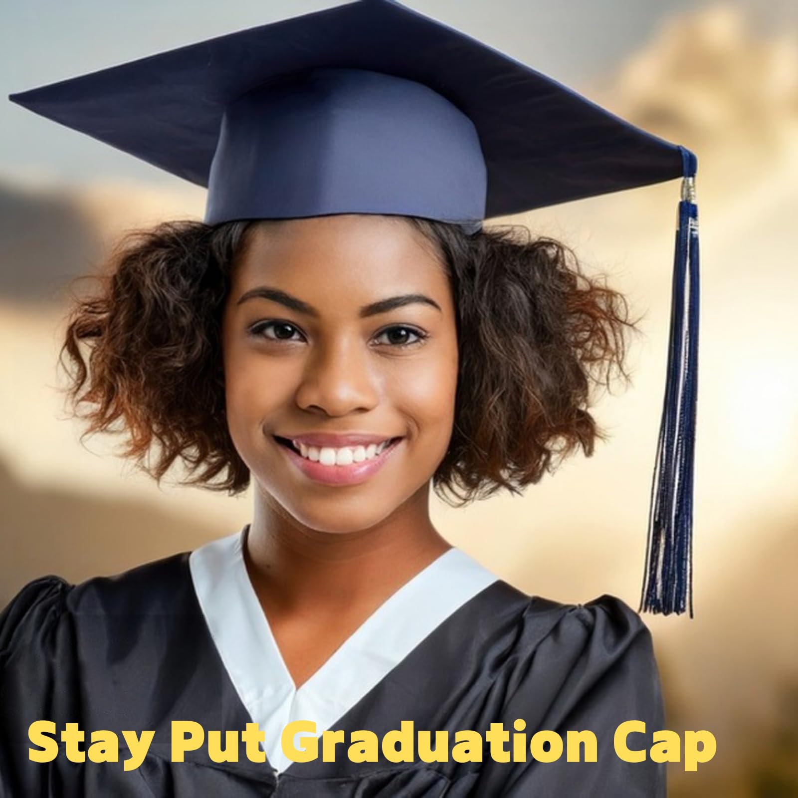 PLLCJB Graduation Cap Headband, Grad Cap Headband, Grad Cap Band Secures Your Graduation Cap. Don't Change Your Hair Hat Accessories for Graduates, Students, Women Black
