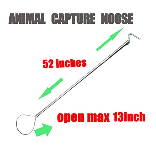 REAYEAXN 52'' Alligator Catch Pole Extra Long Control Tool Capture Noose Stainless Steel Catching and Releasing Trap for Dogs Wolves Goats Catching Game Finders