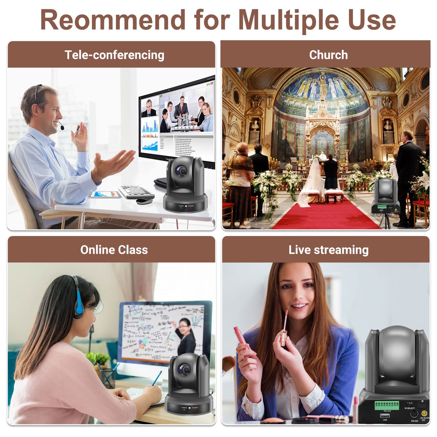 Runpu 10x Optical Zoom PTZ Camera USB Live Streaming Camera Full HD 1080p Video Conference Room Camera, PTZ Webcam for Church, Broadcast,Workshop Service,Zoom Meeting and On-line Education
