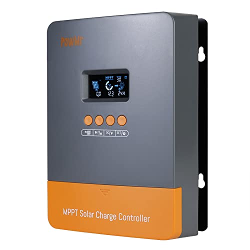 PowMr MPPT Solar Charge Controller 60A,12V/24V/36V/48V Auto 60 amp Solar Charge Controller Backlight LCD Display Solar Panel Regulator Charge Controller for Sealed Lead Acid Flooded Gel and Li Battery