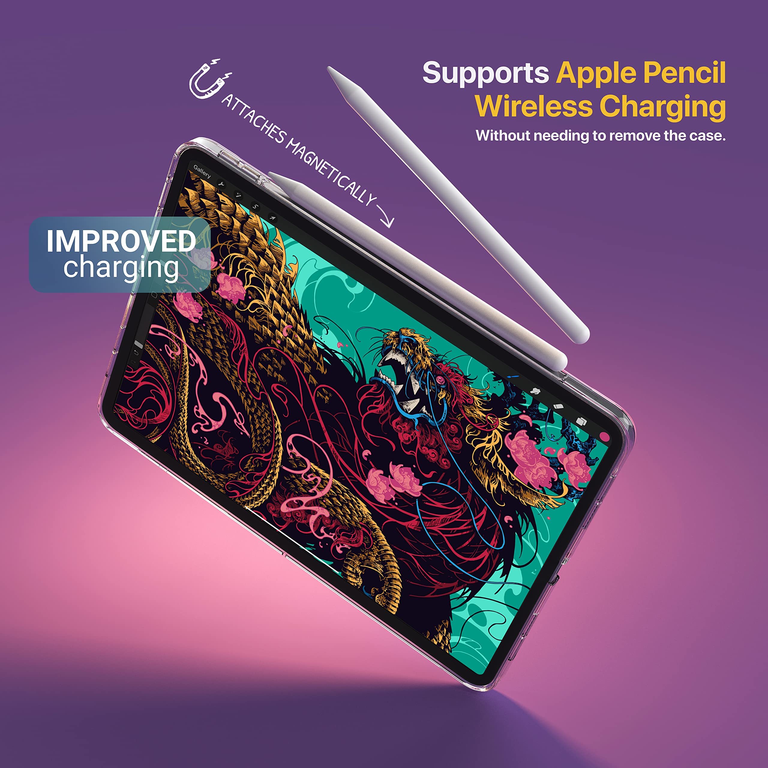TineeOwl Arctic iPad Pro 11 inch Case 2022, 2021, 2020 & 2018 (4th, 3rd, 2nd, 1st Generation) Ultra Thin Crystal Clear Case with Matte Back, Supports Apple Pencil Charging, TPU Bumper (Clear)