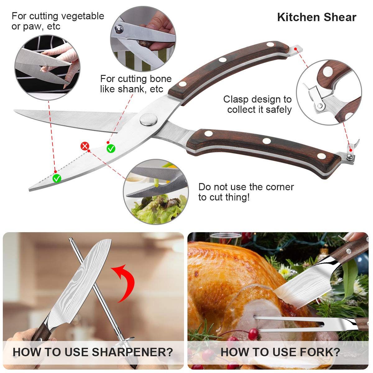 Knife Set, 15pcs Kitchen Knife Set with Wooden Block β German High Carbon Stainless Steel Professional Chef Knife Block Set, Manual Sharpening, Forged, Full-Tang