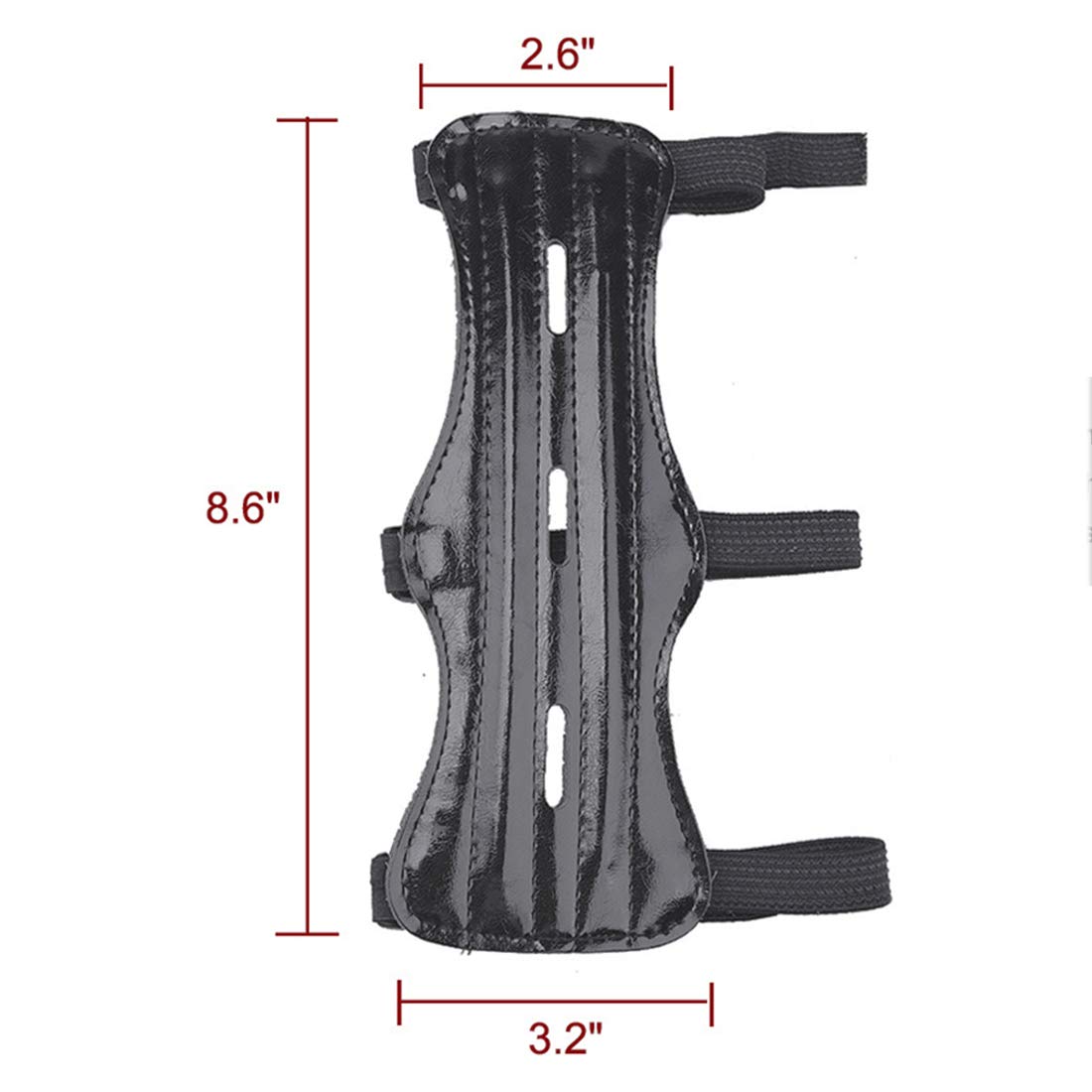 KRATARC Archery Arm Guard Adjustable 3-Strap Accessory Protective Lightweight Hunting Target Shooting Adult Unisex (Black- 2PCS)