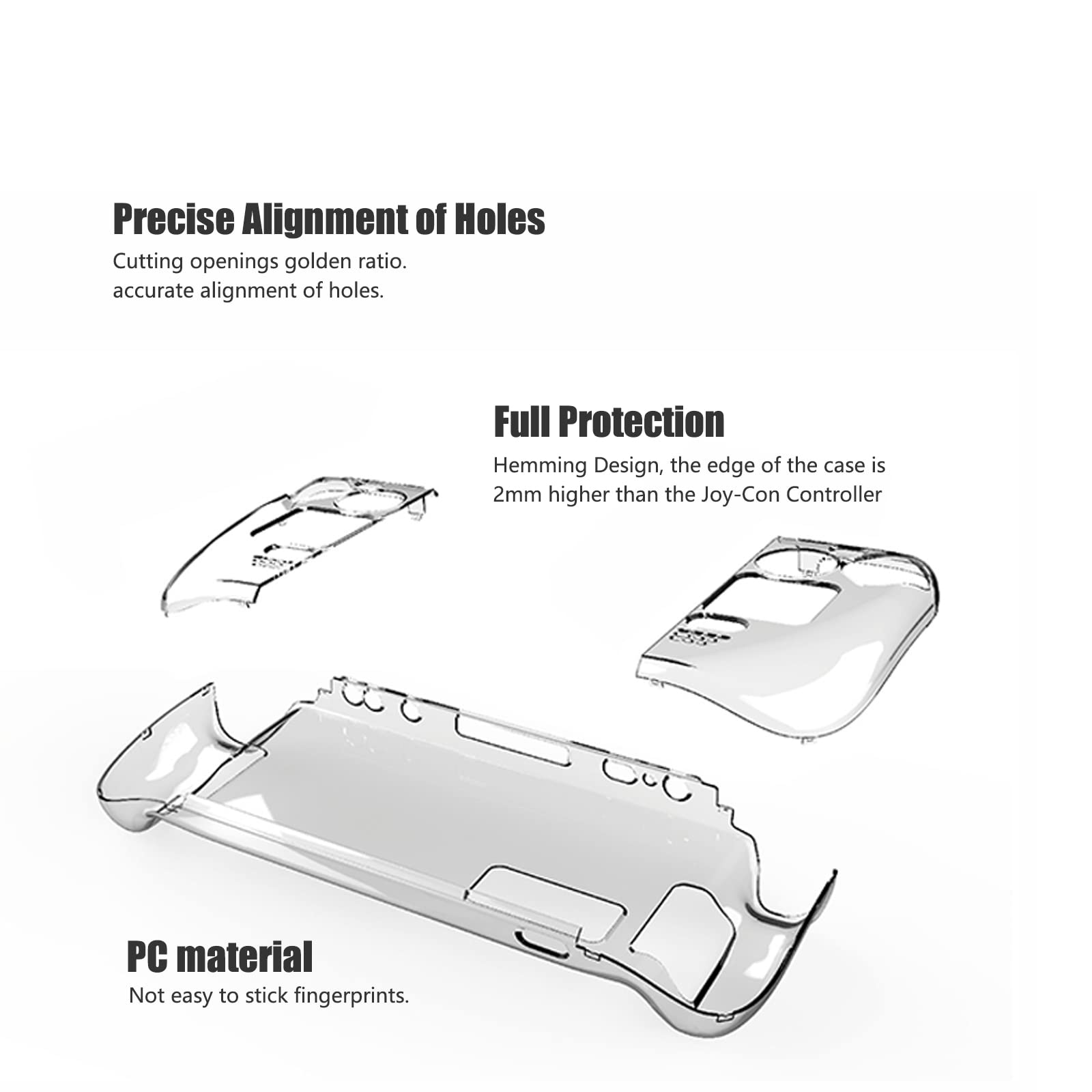 Protective Case, Clear Case, Hard Case for Deck with Tempered Glass Screen Protector - Clear