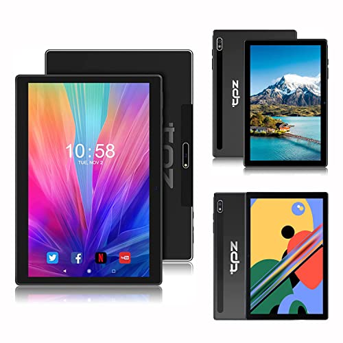 TPZ 10.1 inch Tablet, Android 10 OS, 32GB ROM 128GB Expansion, Wi-Fi Tablets with Google Certified, HD IPS Large Screen, Dual Camera & Speaker, Support Bluetooth, Microsoft Office - 3PCS