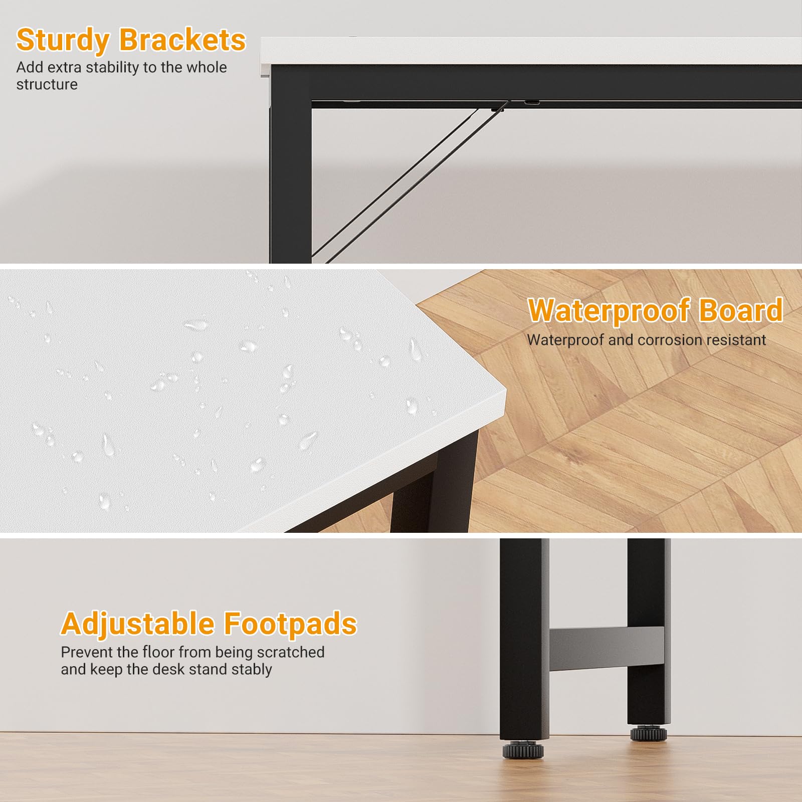 iSunirm 47 Inch Computer Desk with Magic Power Outlets, Modern Office Desk with USB Charging Ports, Sturdy Study Writing Desk, Laptop PC Gaming Table for Bedroom Workstation, Black Oak, 2 Pack