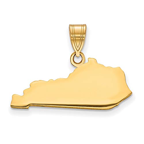 Jewelry Stores Network Polished Kentucky State Shaped Pendant in Real 14k Yellow Gold 9x23mm