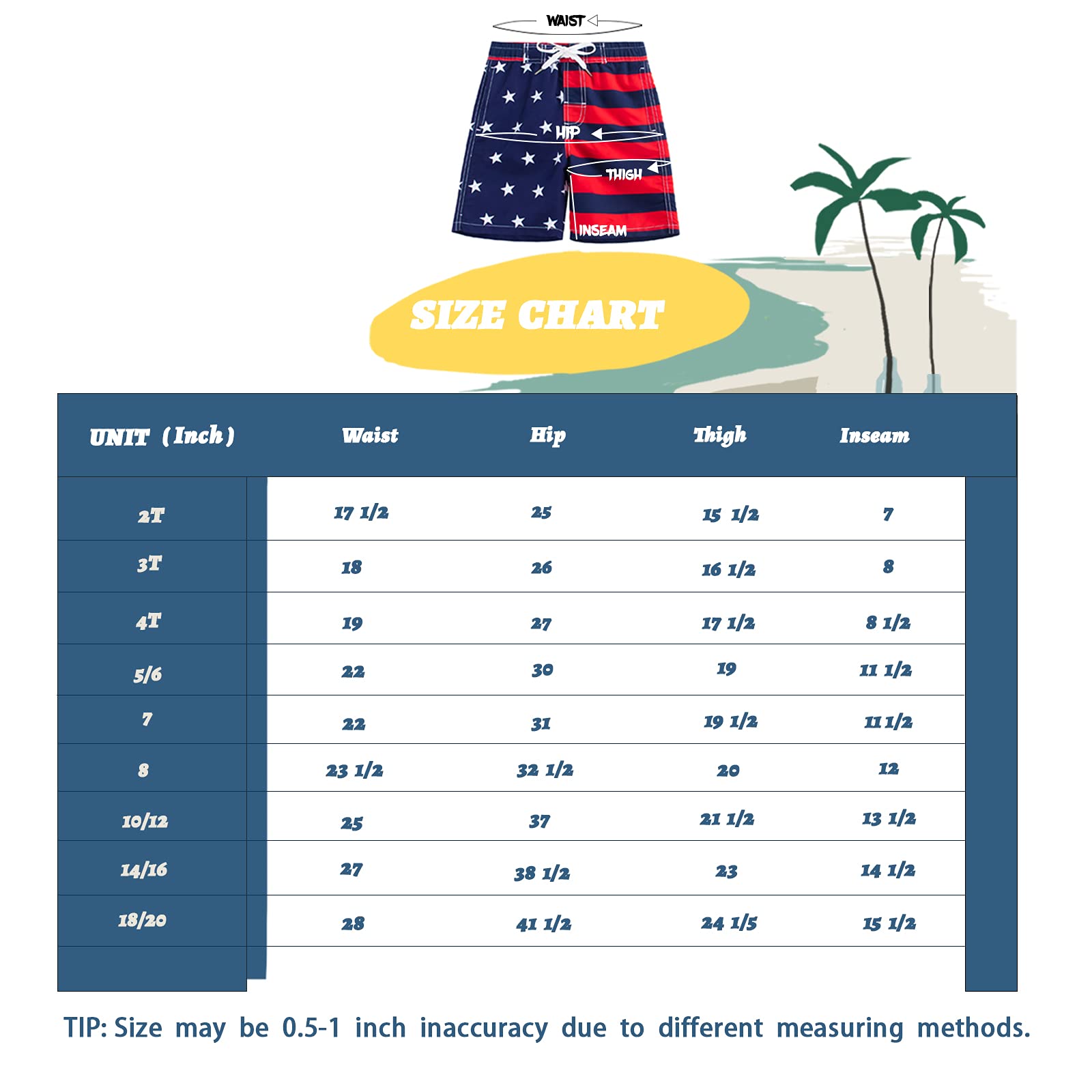 Kute 'n' Koo Boys Swim Trunks, UPF 50+ Quick Dry Striped Boys Swim Shorts, Boys Bathing Suit (14/16, T2)