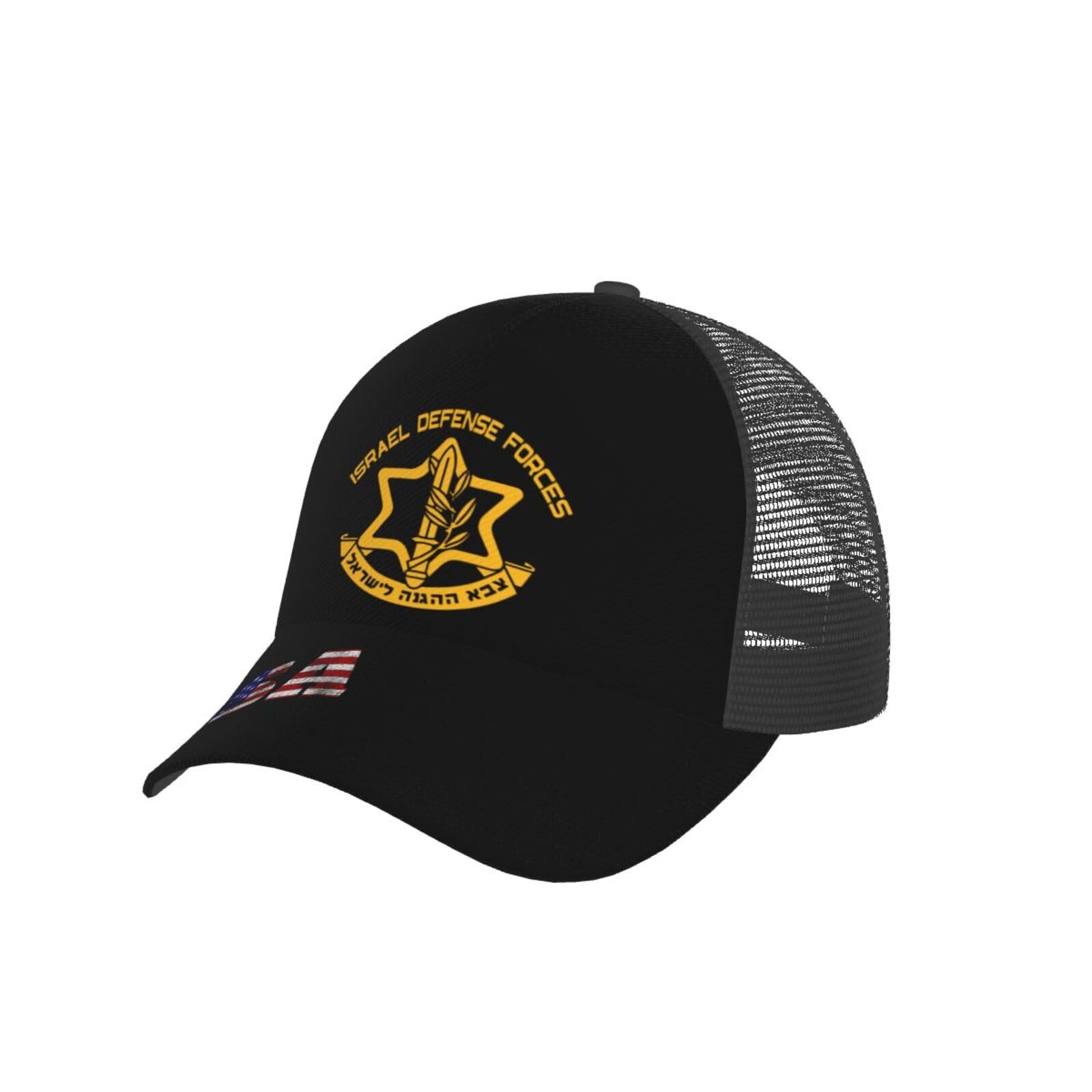 IDF Israeli Defense Force Logo Trucker Hat - Mesh Baseball Snapback Cap for Men Outdoors American Flag