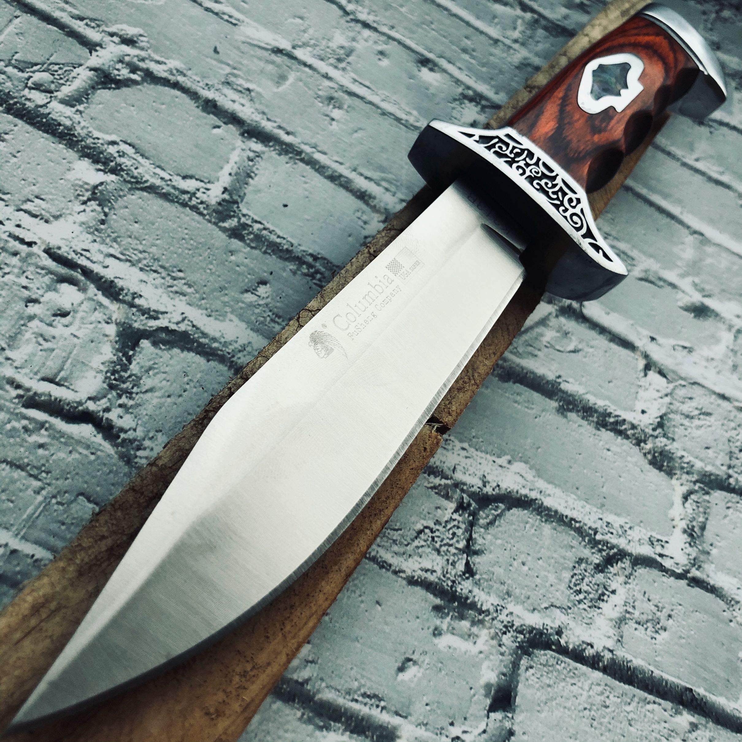 JGN Trading Tactical Combat Fixed Blade Hunting Knife, Outdoor Camping Essential Dagger Wood Handle Military Knives Survival Tool,W/ Nylon Sheath