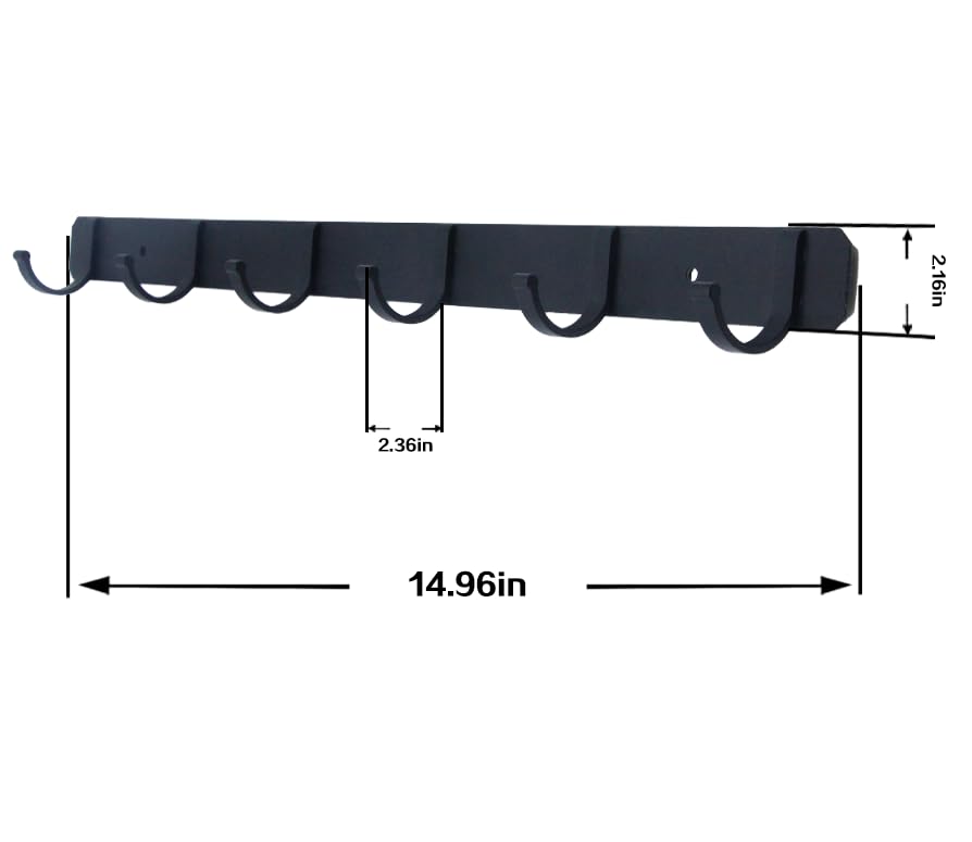 LBONG Coat Rack Wall Mount, Door Hooks for Hanging Towels, Backpack, Jacket, Mountable Holder with 5 Hanger, Black