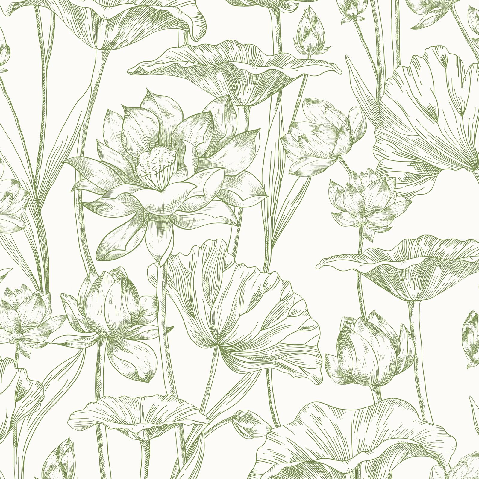 Vinjiasin Peel and Stick Wallpaper Green Floral Wallpaper Removable Wallpaper Self Adhesive Flower Leaf Contact Paper Lotus Wall Paper for Bedroom Bathroom Wallpaper Wall Covering 17.32"x 78.7"