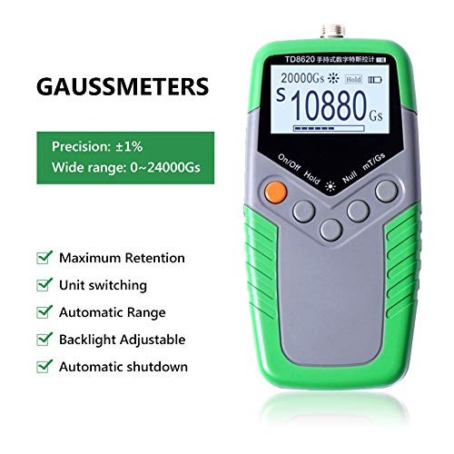 Permanent Magnet Gauss Meter Tesla Meter Fluxmeter with 5% Accuracy Probe 0 to 2400mT