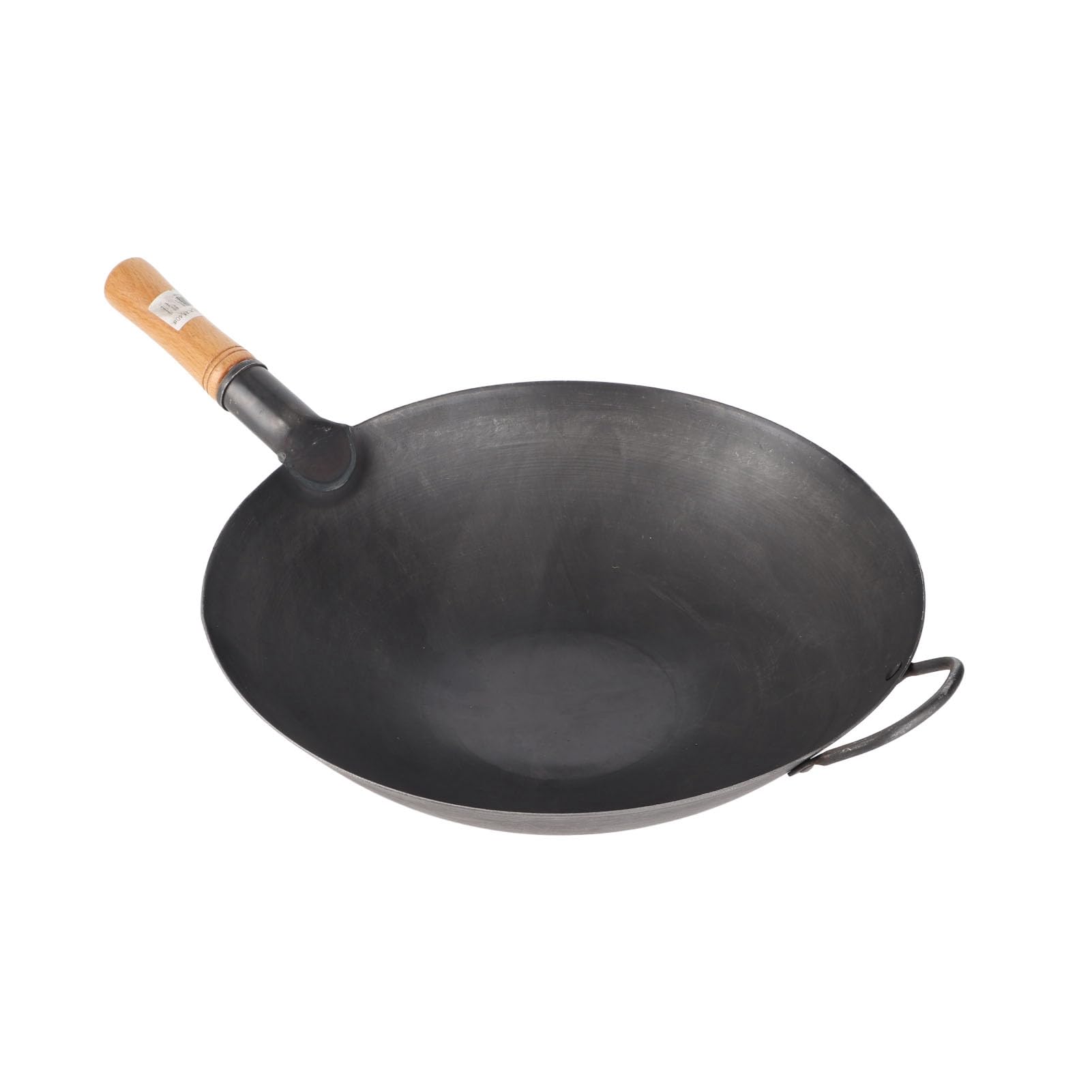 UNIQUEFAITH Frying Wok with Single Handle No Chemical Coated Nonstick Stir Fry Pan Hand Hammered Iron Wok (40 cm)