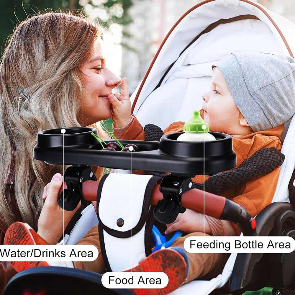 Stroller Snack Tray, with Cup Holder, Universal Stroller Tray Attachment, Snack Tray for Wagon,for Baby on The Go, Relieve Parents