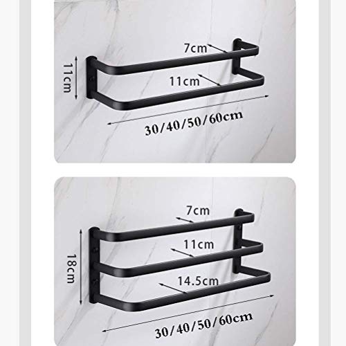 Towel Racks Bathroom Wall Mounted,Multilayer Dislocation Space Aluminum Towel Rail,Towel Stands for Bath Hotel Kitchen White Triple Layer 60Cm,White,Triple Layer 40Cm(Color:Light Green,Size:Double Lay