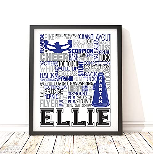 PrintChicks - Cheerleading Personalized Typography Print - Cheer Art Poster Decor for Girl's Room Cheerleader Gift