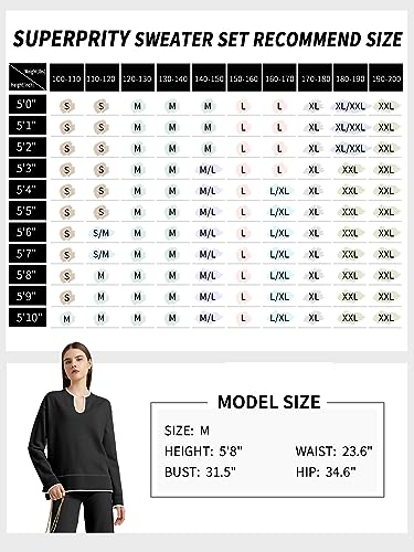 SuperPrity 2 Piece Sweater Sets for Women Winter Wide Leg Pants Knit Outfits Set Comfy Long Sleeve Lounge Wear Sweatsuit Set-L,Dark Green
