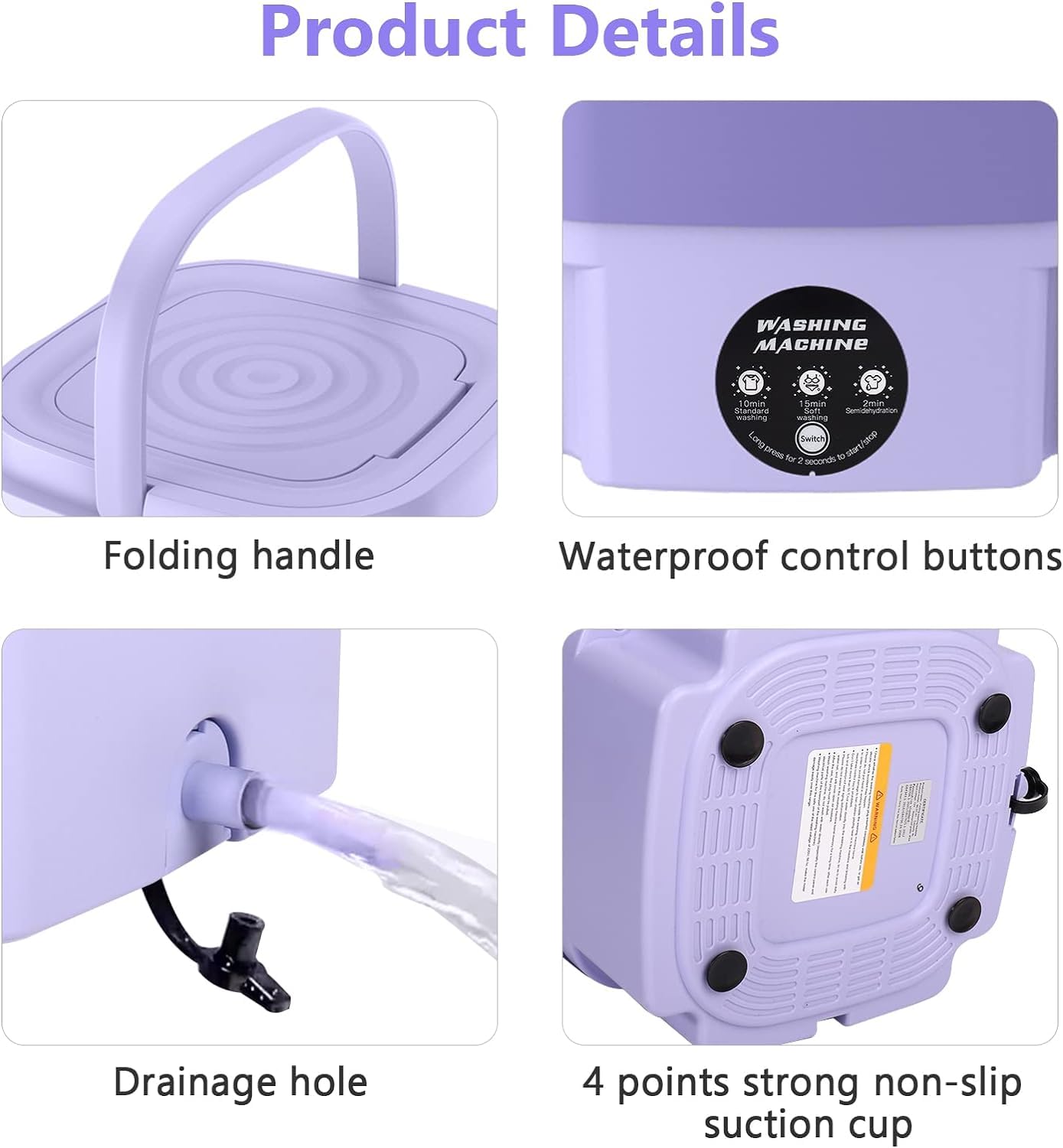 MacLehose Portable Washing Machine Portable Washer,8L Mini Washing Machine Foldable,Baby Clothes Underwear or Small Items Camping&Travel Laundry Small Size,Space Saving Purple 30.5*30.5*21cm MSLC-01